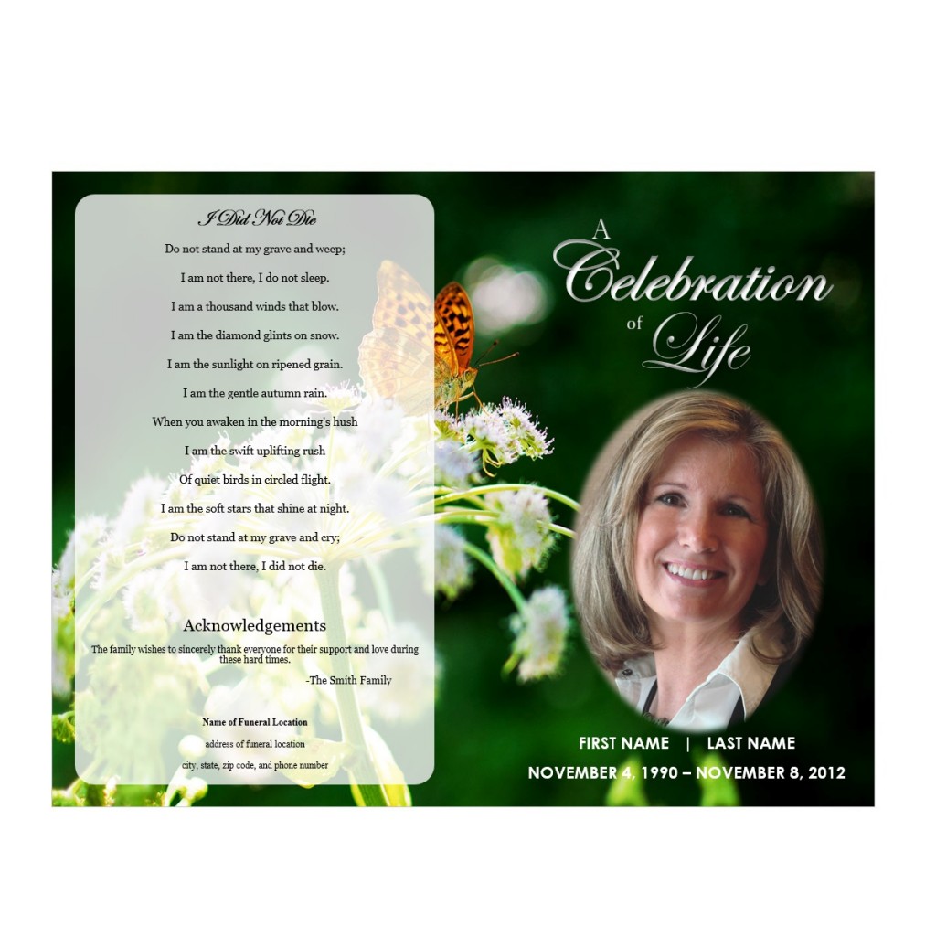 Butterfly Memorial Program | Funeral Pamphlets