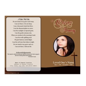 Single Fold Cross Memorial Program | Funeral Pamphlets