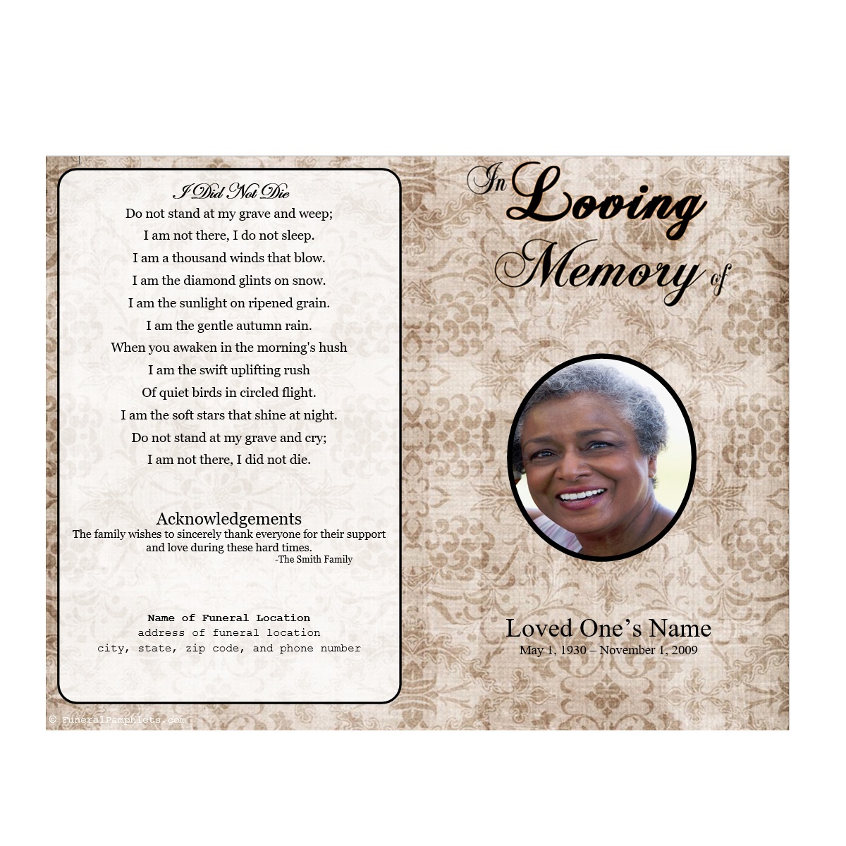 Free Bifold Funeral Template Brownprep