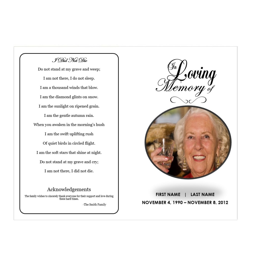 In Loving Memory Funeral Program Template | Funeral Pamphlets