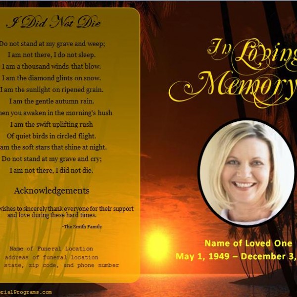 Sunset Funeral Program | Funeral Pamphlets