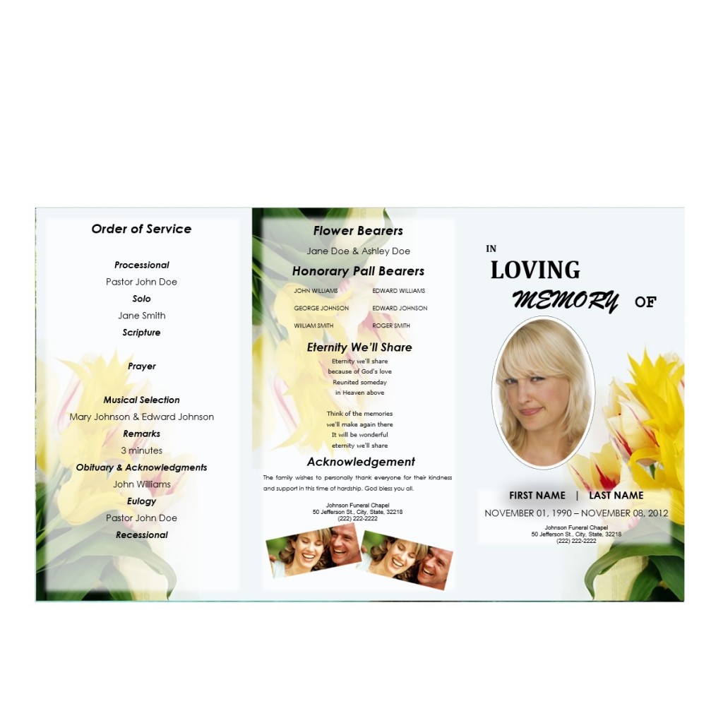 Floral 2 Tri Fold Brochure Program | Funeral Pamphlets