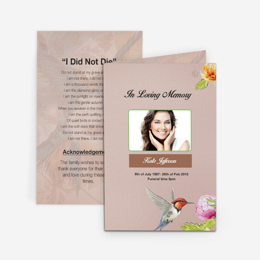 Dove Funeral Card | Funeral Pamphlets